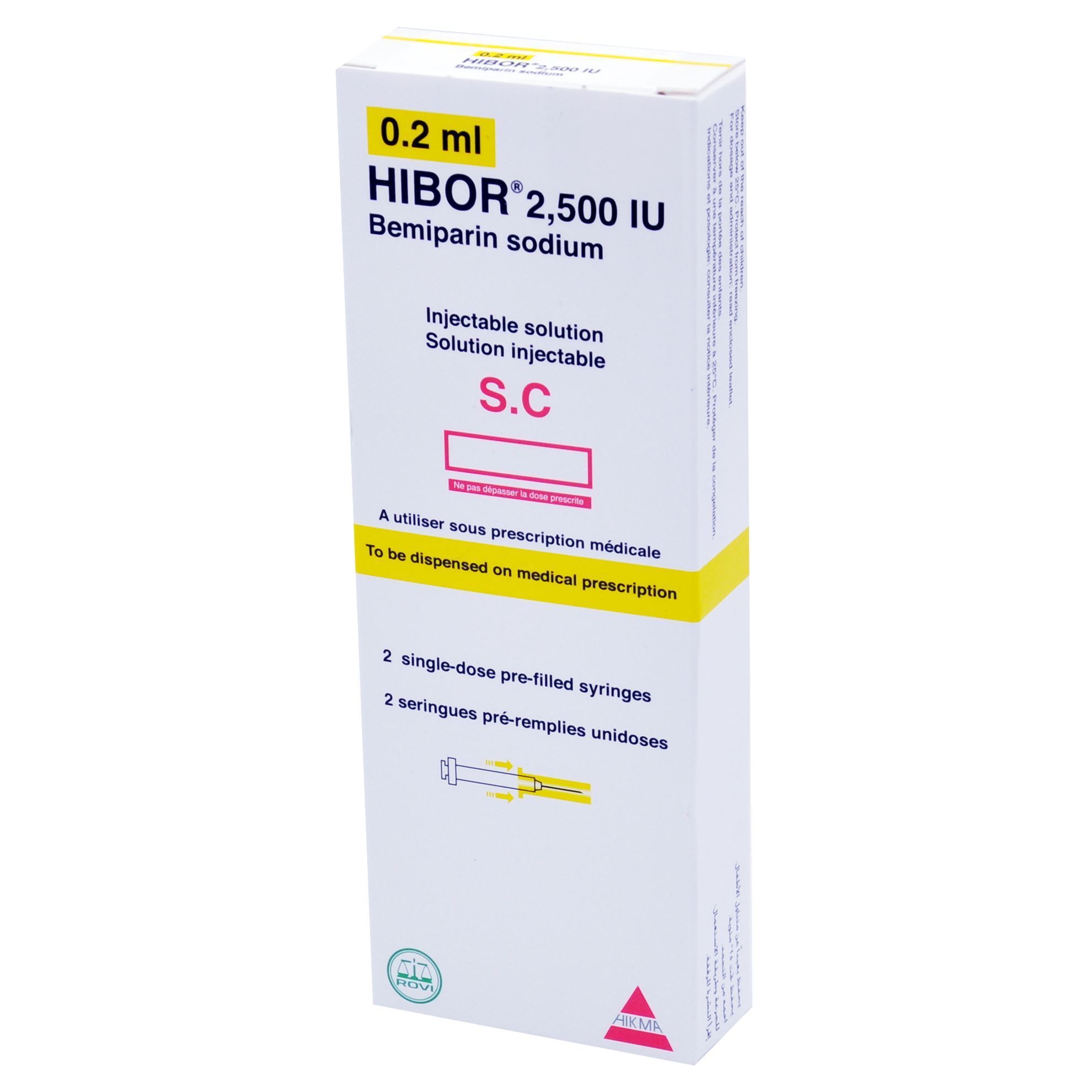 HIBOR 2500 IU / 0.2 ML 2 SYRINGES | Dr. Sulaiman Al Habib Pharmacy