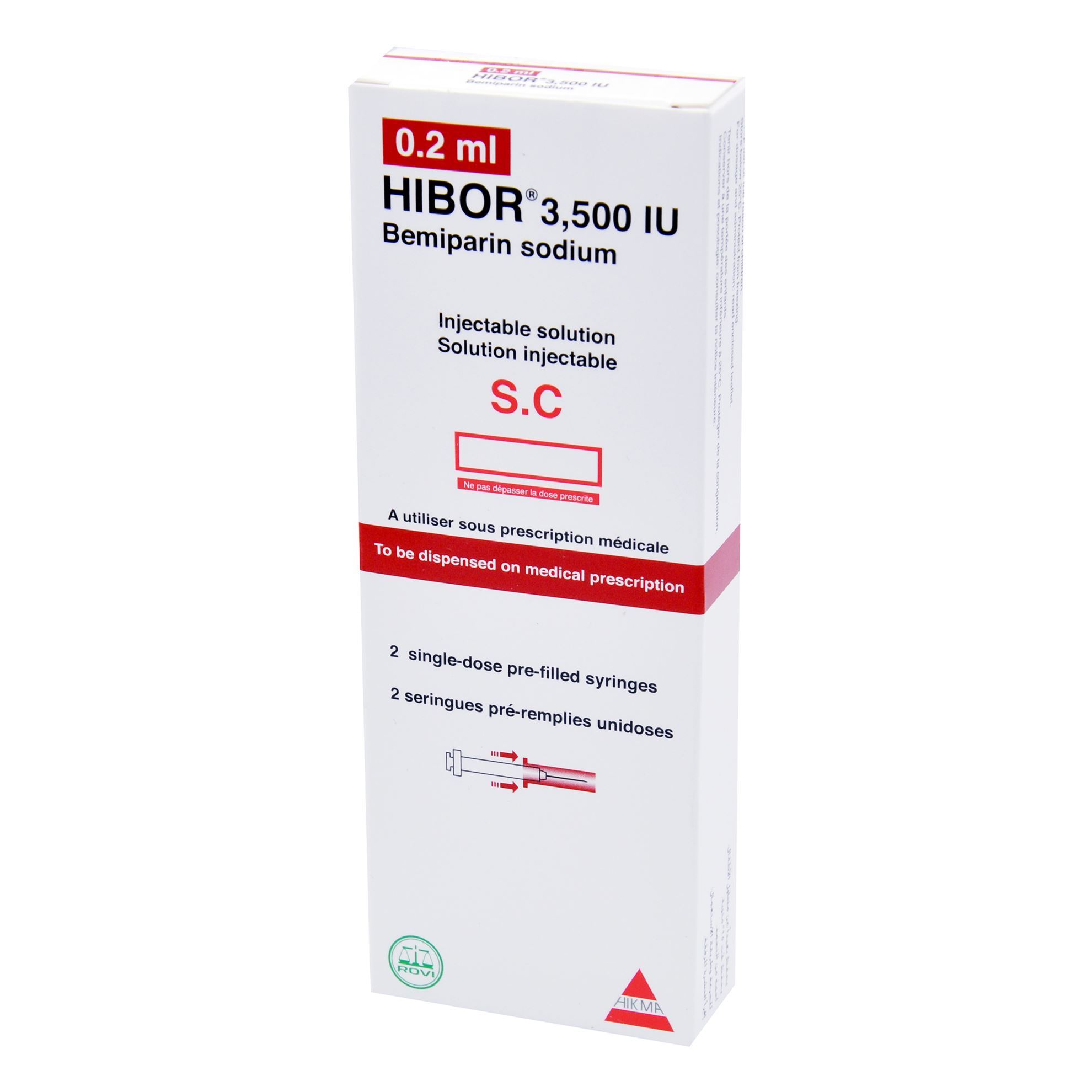 HIBOR 3500 IU / 0.2 ML 2 SYRINGES | Dr. Sulaiman Al Habib Pharmacy